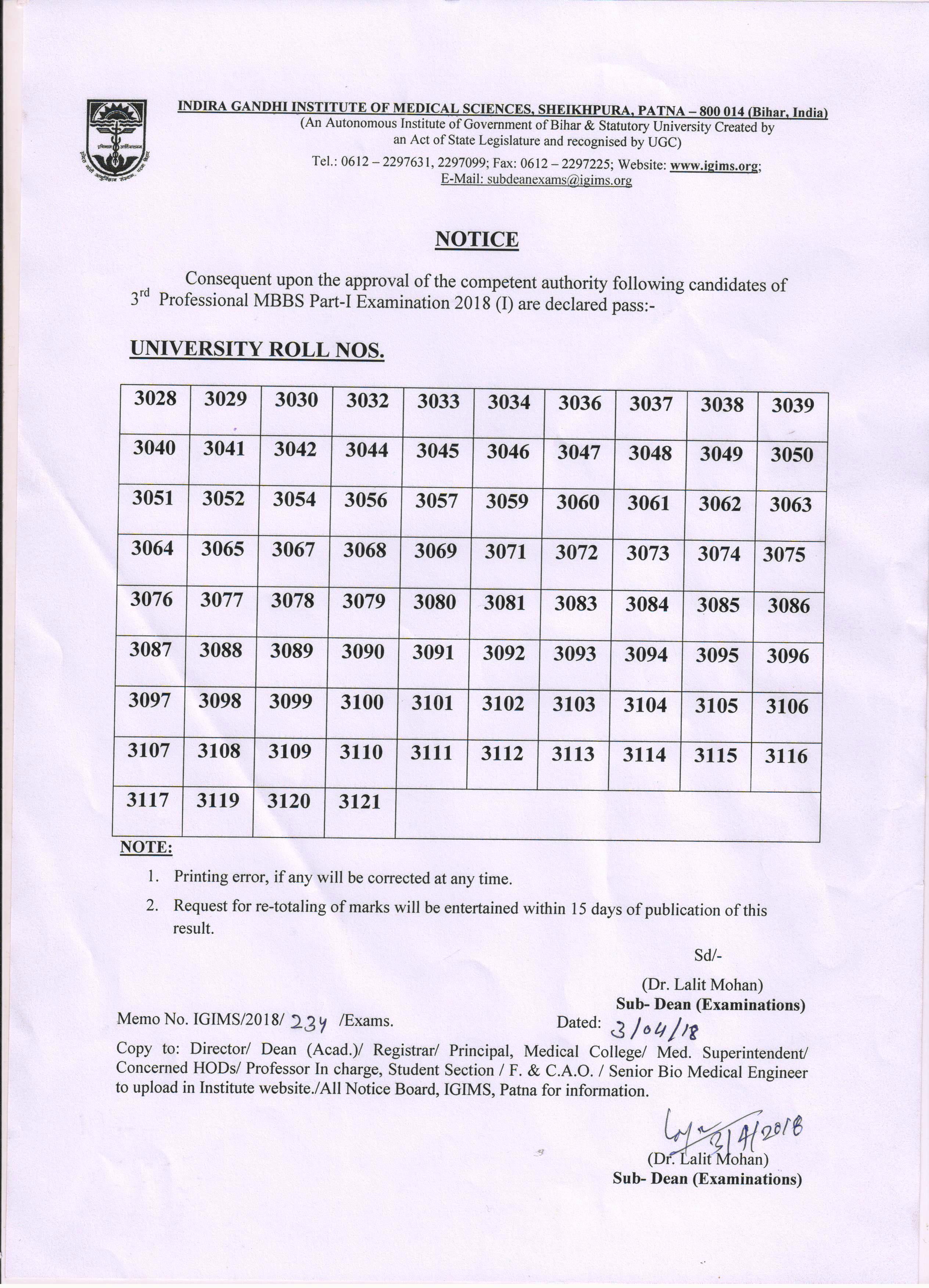 Indira Gandhi Institute of Medical Sciences (IGIMS) Result 2021 ...